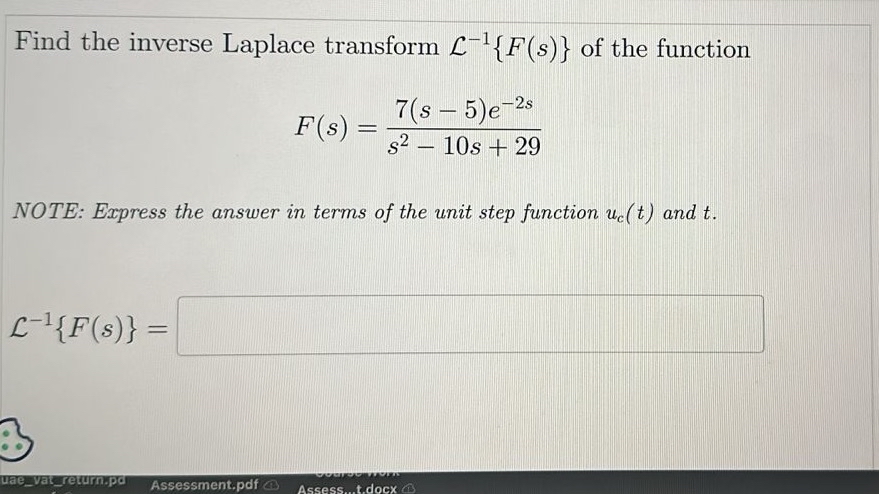 Solved Find the inverse Laplace transform L-1{F(s)} ﻿of the | Chegg.com