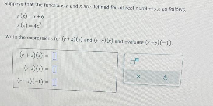 Solved Suppose that the functions r and s are defined for | Chegg.com