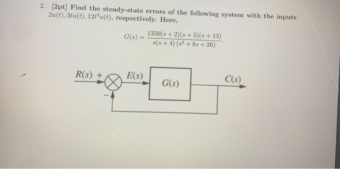 Solved 2. (2pt] Find the steady-state errors of the | Chegg.com