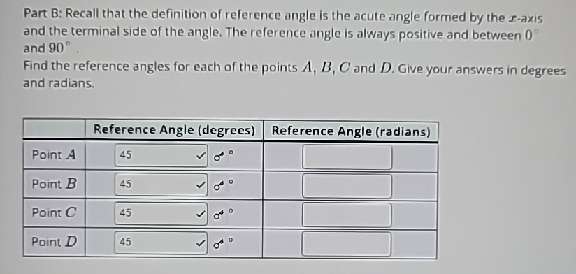 Solved Part B: Recall that the definition of reference angle | Chegg.com