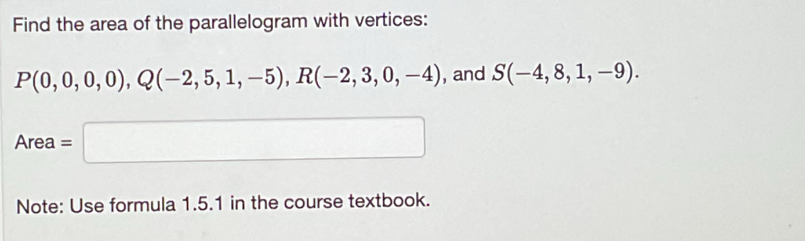 Solved Find the area of the parallelogram with | Chegg.com