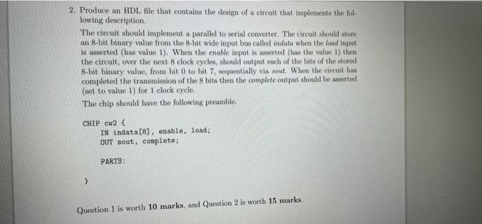 Solved 2. Produce an HDL file that contains the design of a | Chegg.com