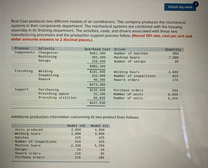 Solved Check my work Real Cool produces two different models | Chegg.com
