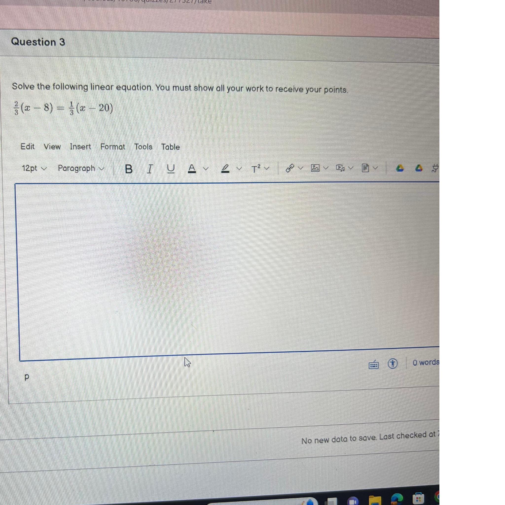 Solved Question 3Solve the following linear equation. You | Chegg.com