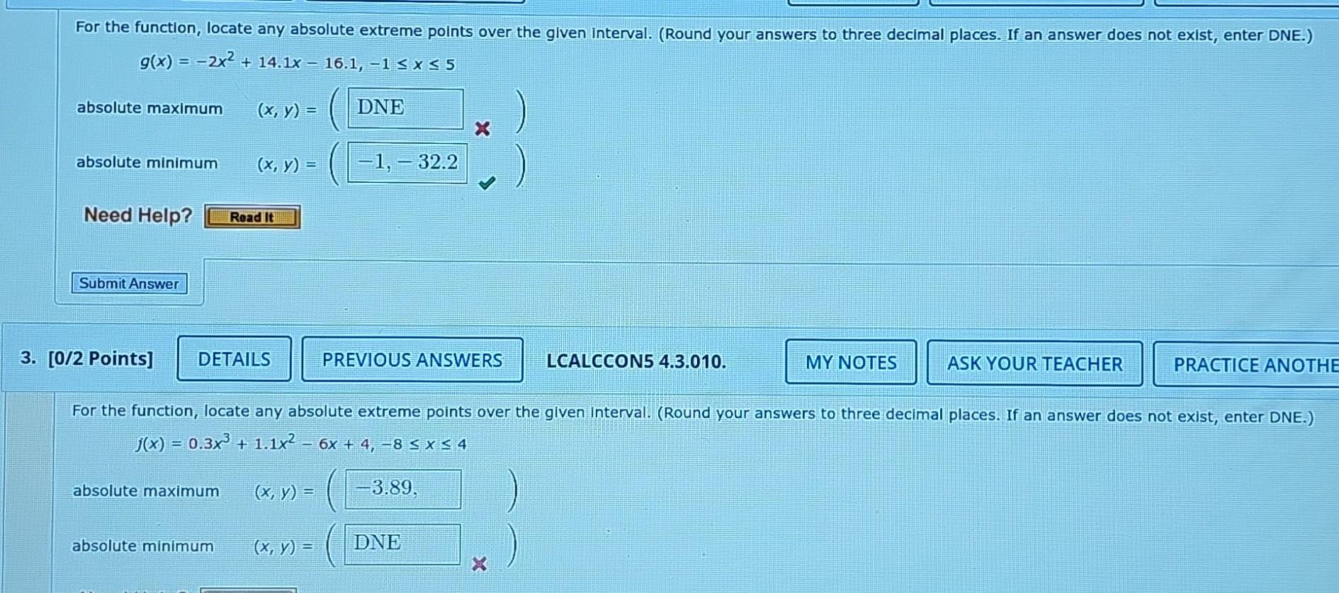 Solved For the function, locate any absolute extreme points | Chegg.com