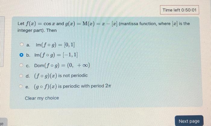 Solved Let f(x)=cosx and g(x)=M(x)=x−[x] (mantissa function, | Chegg.com