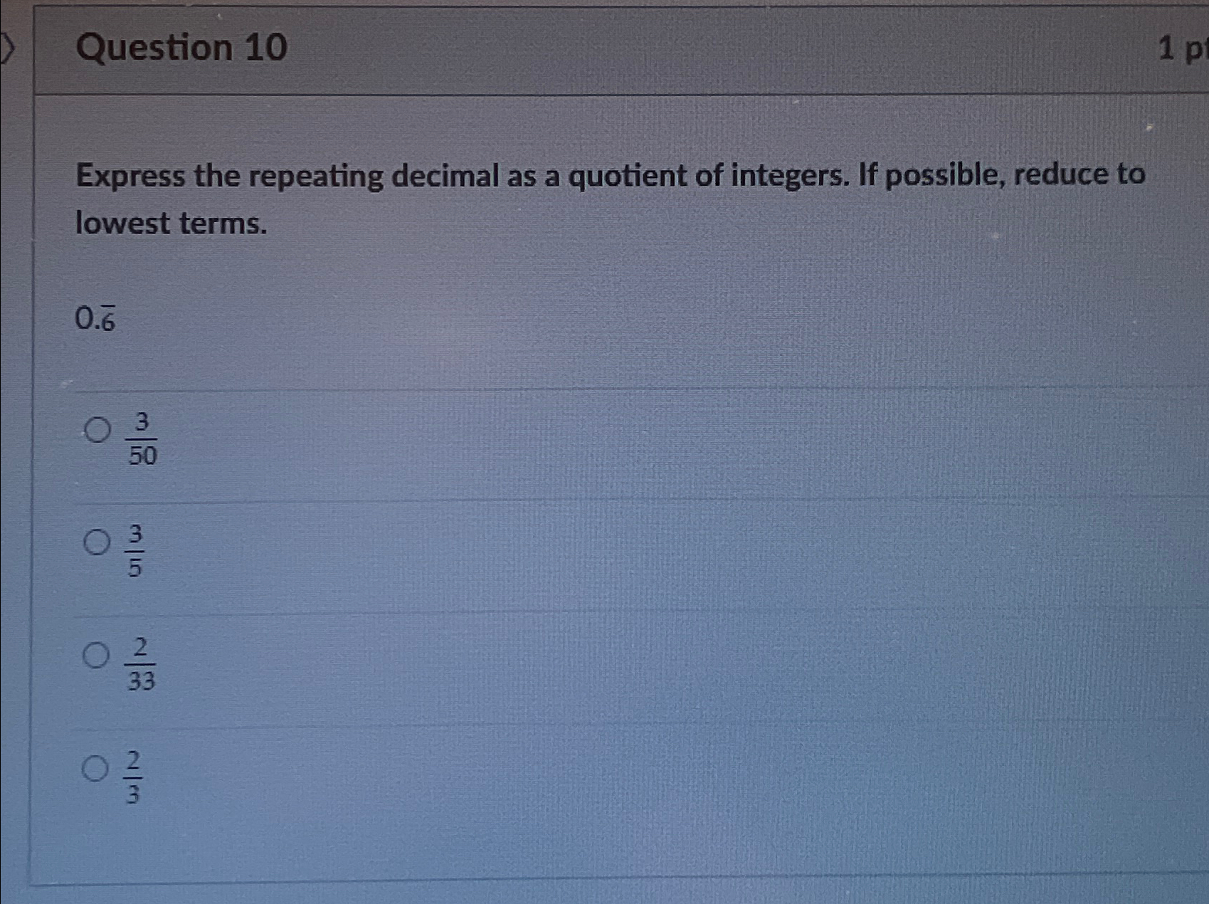Solved Question 10Express the repeating decimal as a | Chegg.com