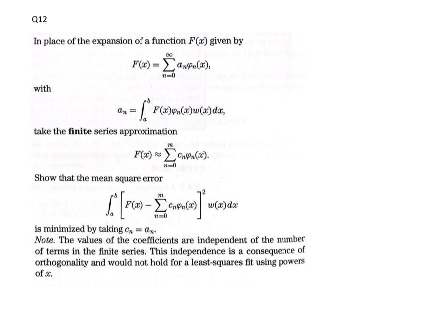 Solved In place of the expansion of a function F(x) given by | Chegg.com