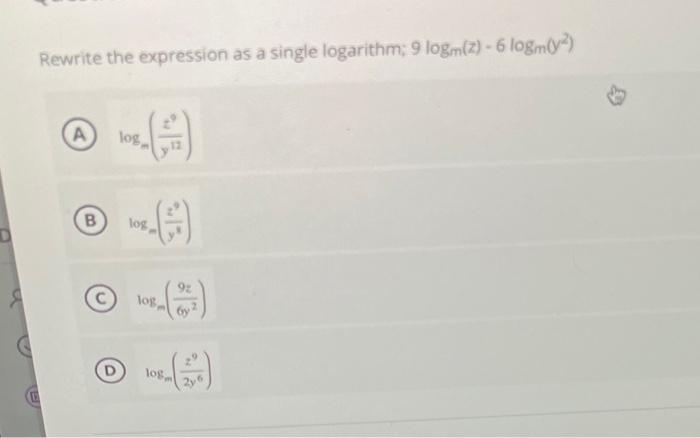 Solved Rewrite the expression as a single logarithm; | Chegg.com