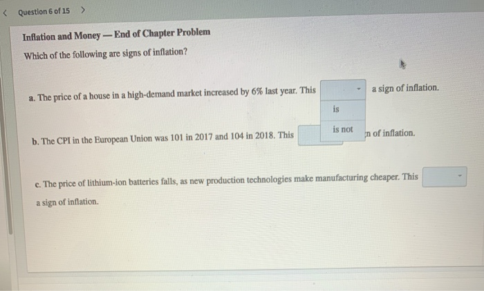 Solved Inflation and Money - End of | Chegg.com