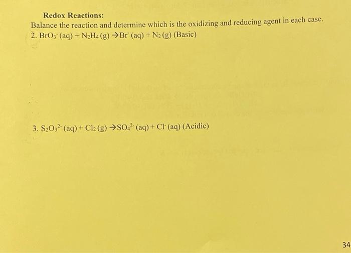 Solved Redox Reactions: Balance the reaction and determine | Chegg.com