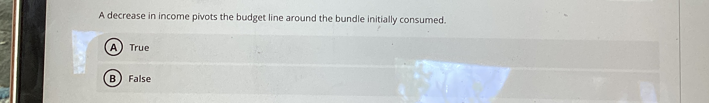Solved A Decrease In Income Pivots The Budget Line Around Chegg