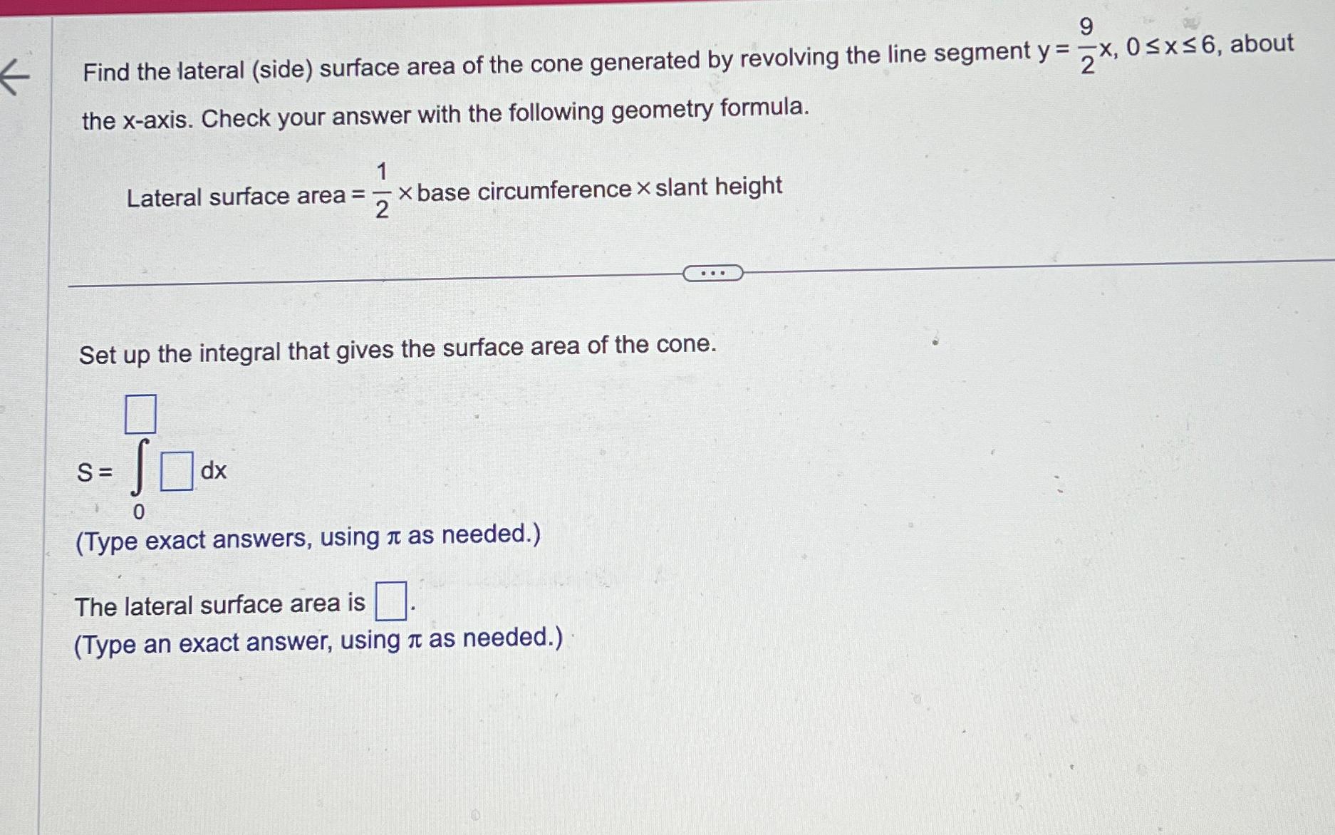 Solved Find the lateral (side) ﻿surface area of the cone | Chegg.com