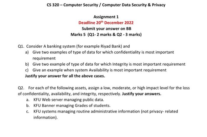 Solved CS 320 - Computer Security / Computer Data Security | Chegg.com