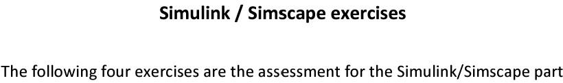 Solved Simulink / Simscape exercises The following four | Chegg.com
