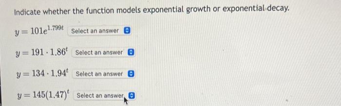 Solved Indicate whether the function models exponential | Chegg.com