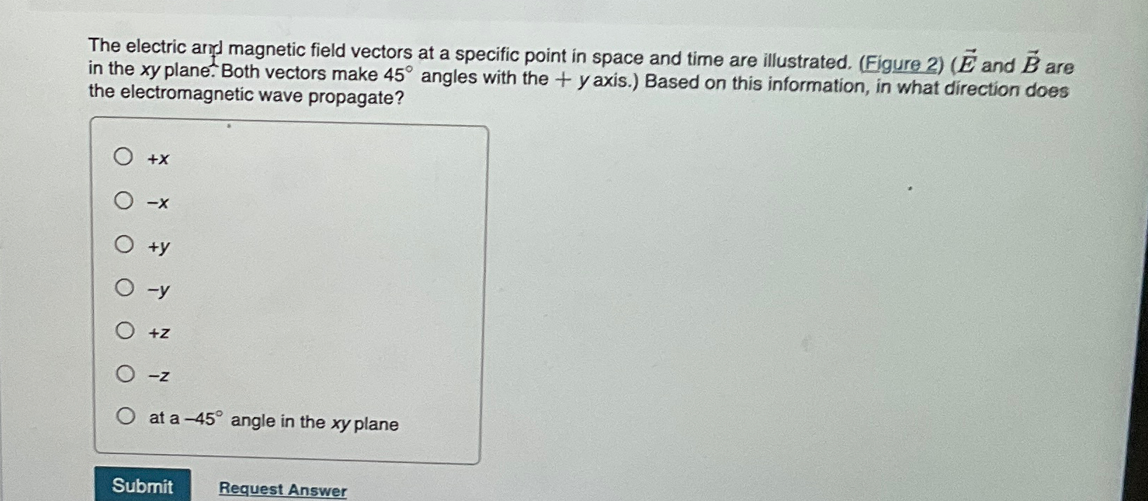Solved The electric and magnetic field vectors at a specific | Chegg.com