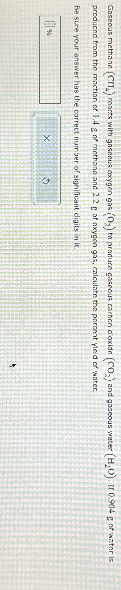 Solved Gaseous methane (CH4) ﻿reacts with gaseous oxygen gas | Chegg.com
