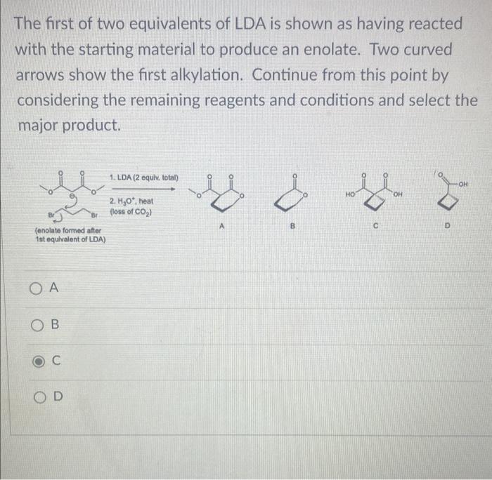 Solved The first of two equivalents of LDA is shown as | Chegg.com