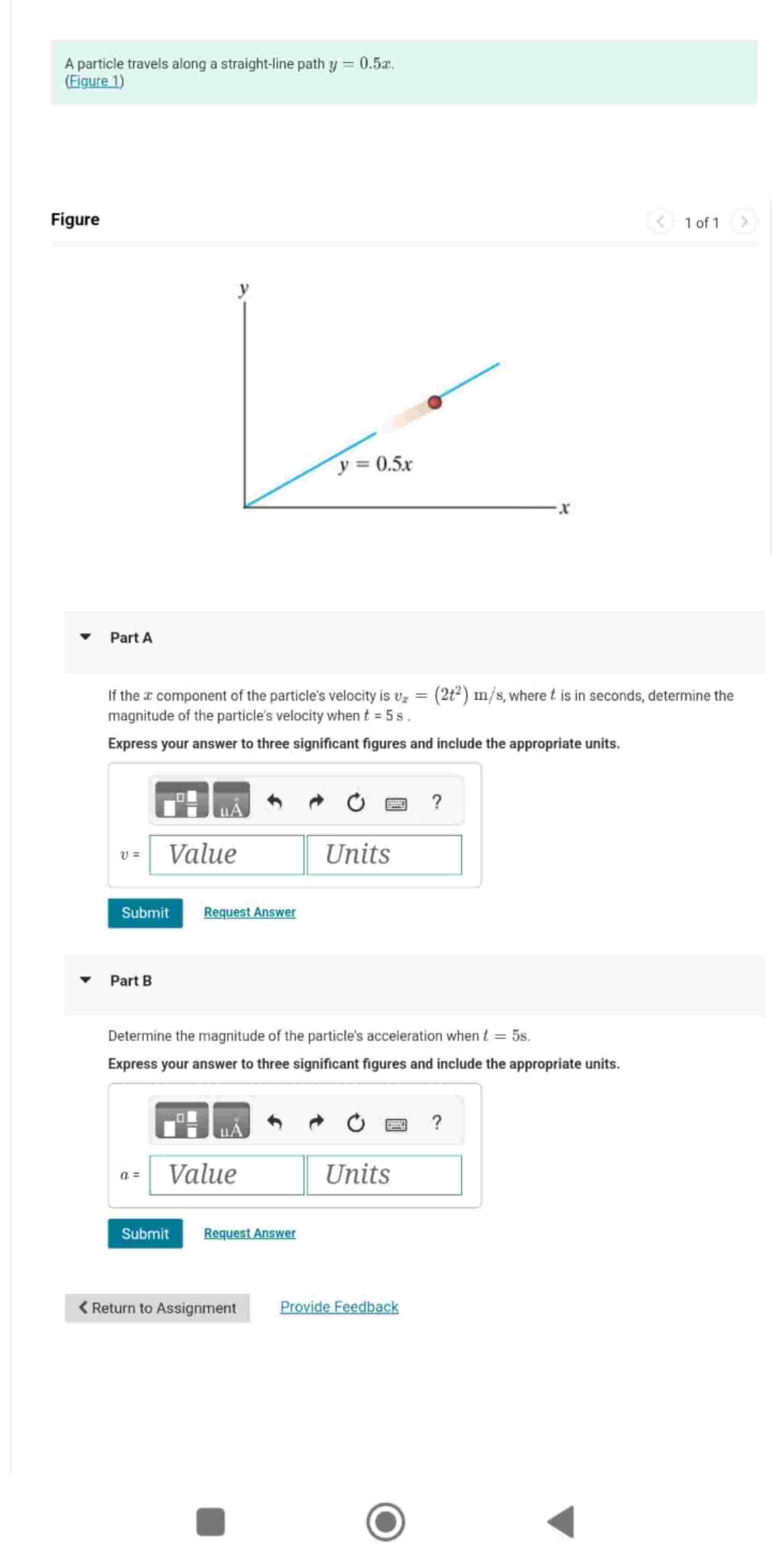 Solved A particle travels along a straight-line path | Chegg.com