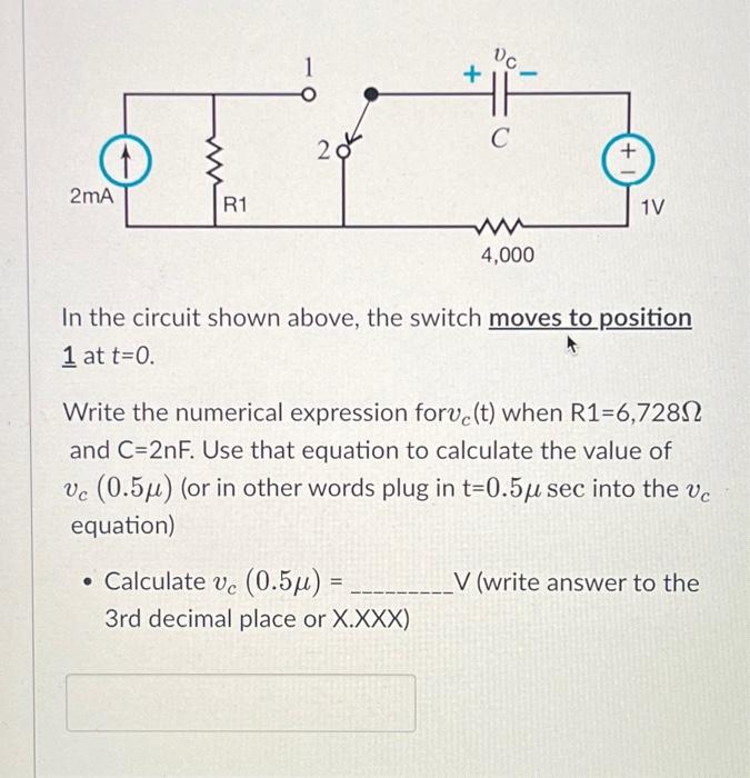 Solved In the circuit shown above, the switch moves to | Chegg.com