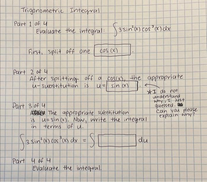 Solved Trigonometric Integral Part 1 of 4 Evaluate the | Chegg.com