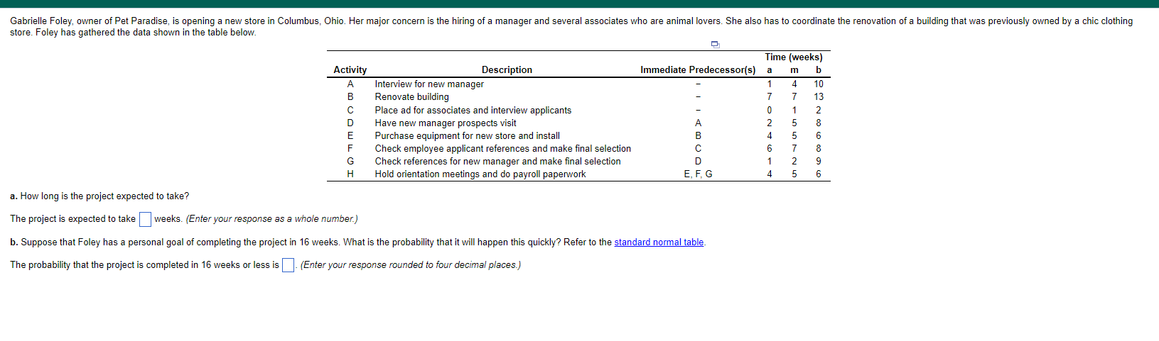 Solved store. Foley has gathered the data shown in the table | Chegg.com