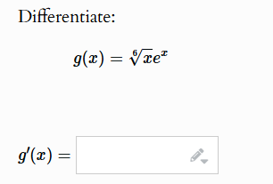 Solved Differentiate:g(x)=x6exg'(x)= | Chegg.com