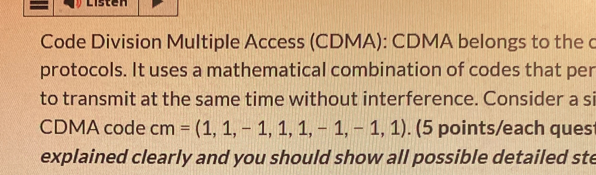 Solved Code Division Multiple Access (CDMA): CDMA belongs to | Chegg.com
