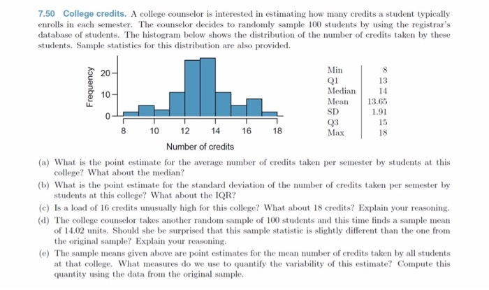 Solved 7.50 College credits. A college counselor is | Chegg.com