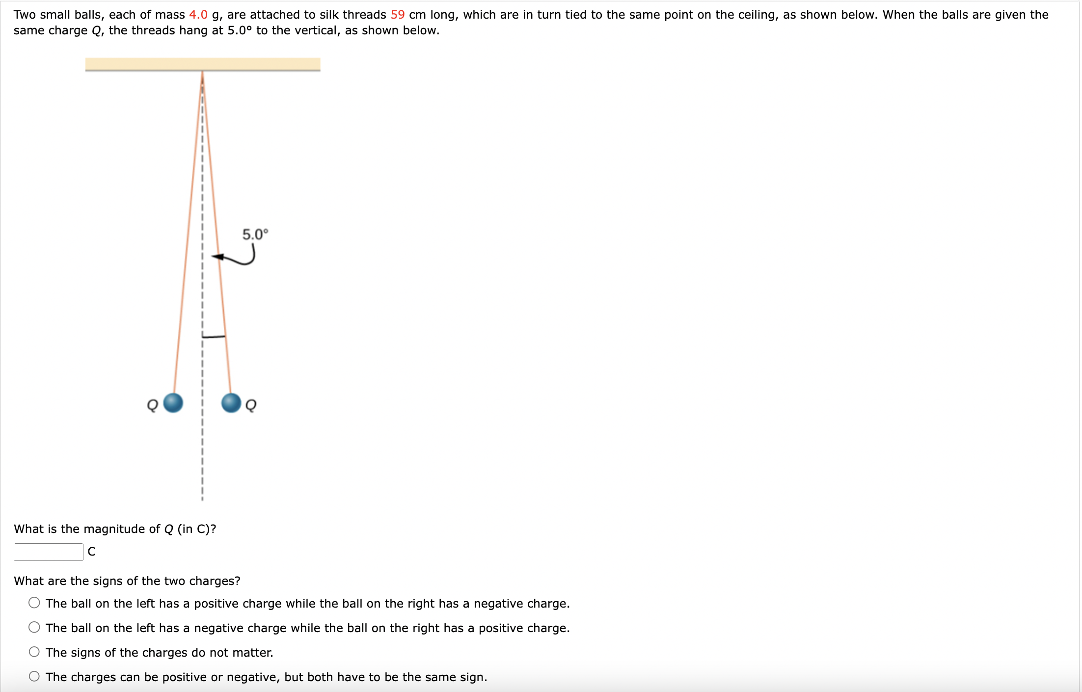 Solved Two small balls, each of mass 4.0g, ﻿are attached to | Chegg.com