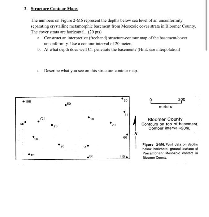 Solved 2. Structure Contour Maps The numbers on Figure 2-M6 | Chegg.com