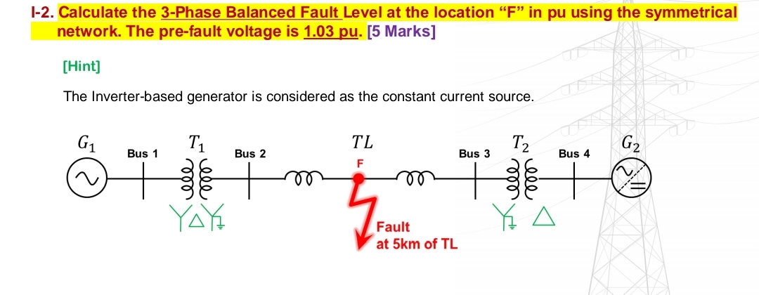 Solved I-2. ﻿Calculate the 3-Phase Balanced Fault Level at | Chegg.com