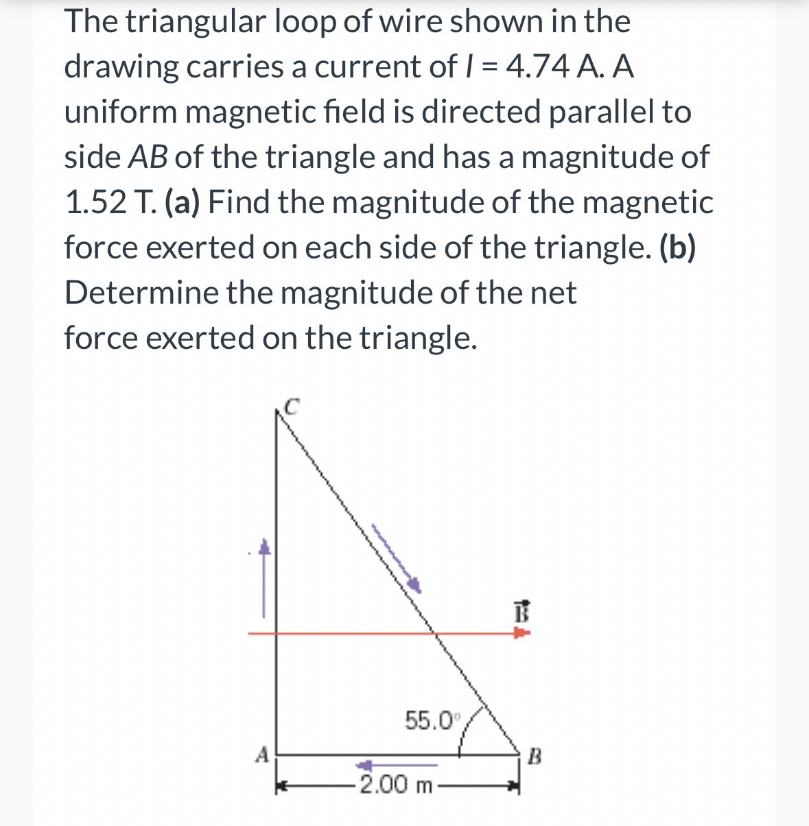 Solved The triangular loop of wire shown in the drawing | Chegg.com