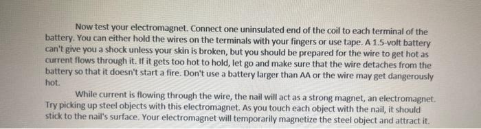 Solved Experiment: Warning: The electromagnet that you | Chegg.com