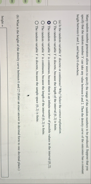 Solved Many random number generators allow users to specify | Chegg.com