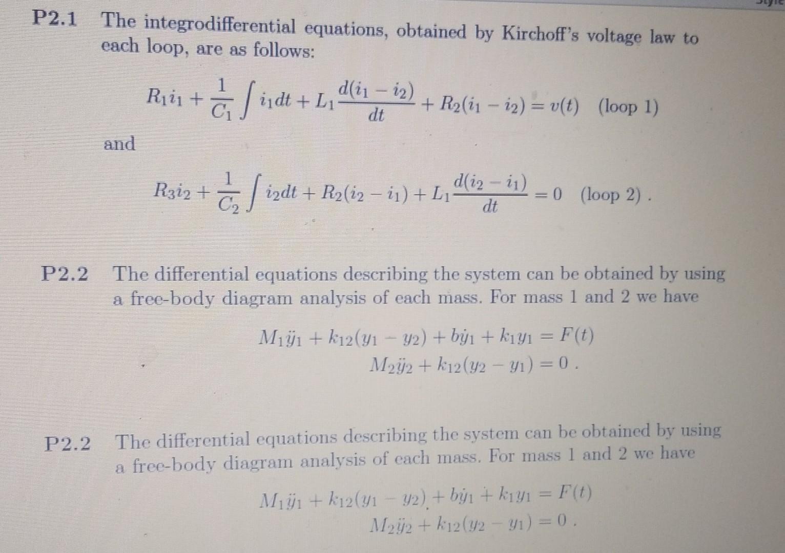 P2 1 The Integrodifferential Equations Obtained By