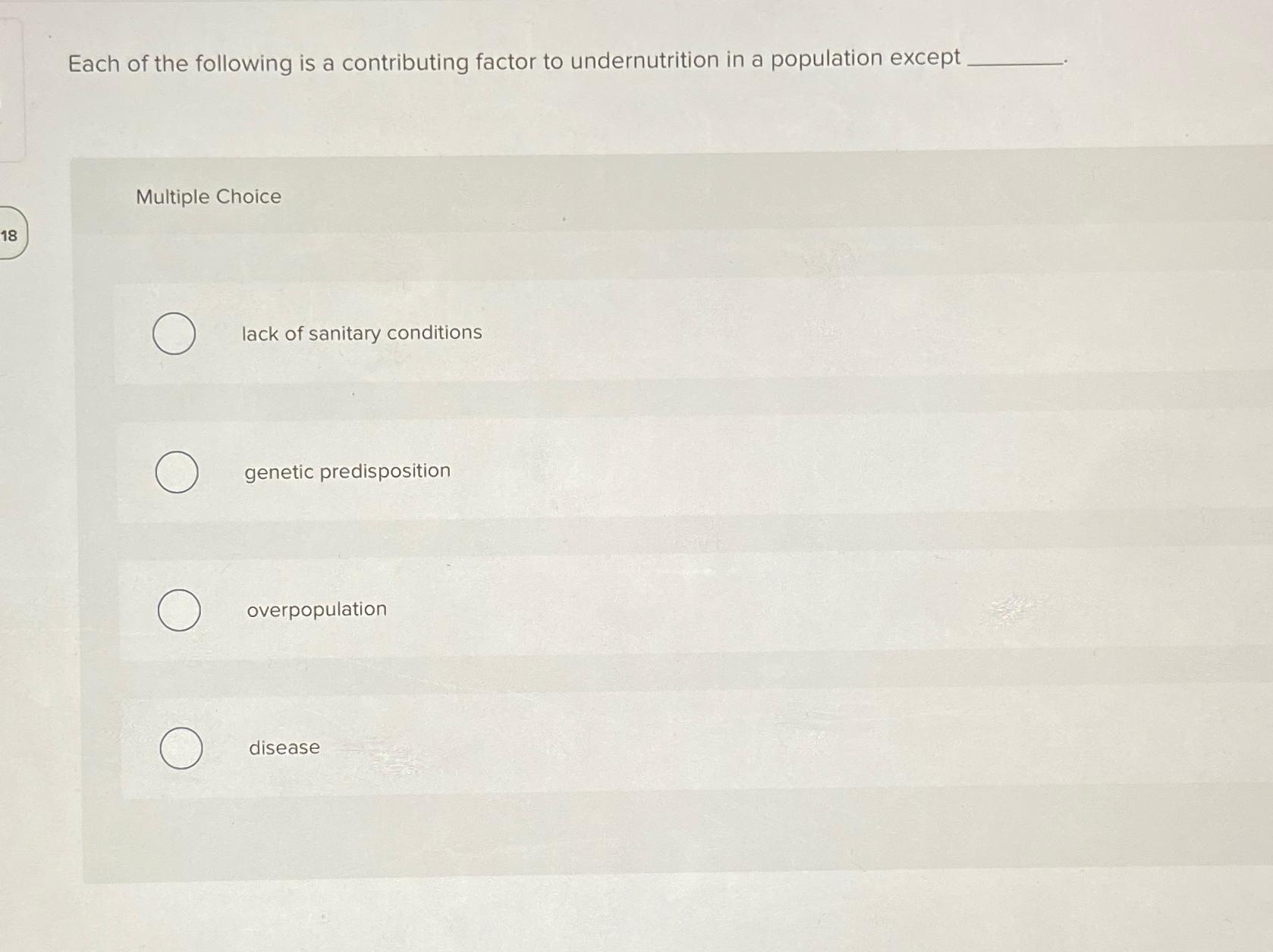 Solved Each of the following is a contributing factor to | Chegg.com
