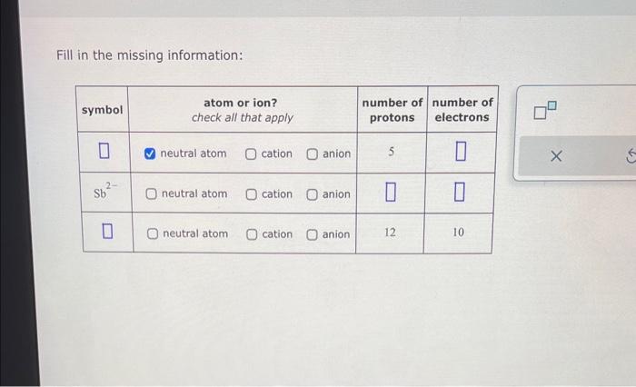 Solved Fill in the missing information: | Chegg.com