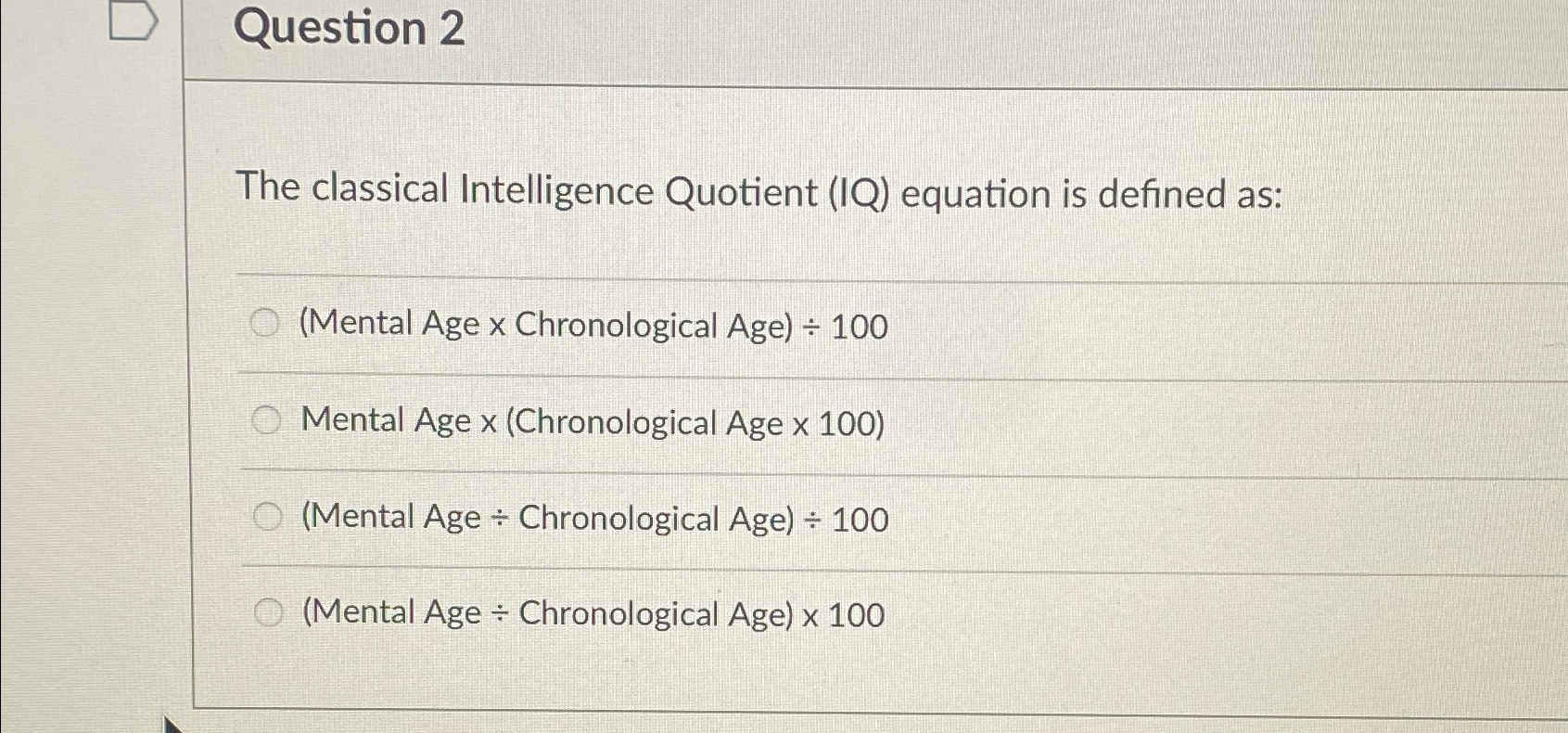 Solved Question 2The classical Intelligence Quotient (IQ) | Chegg.com