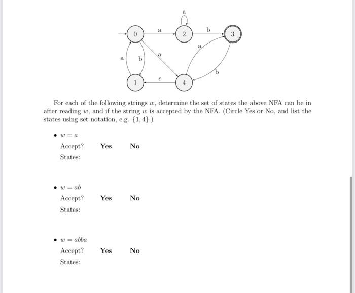 Solved For each of the following strings w, determine the | Chegg.com
