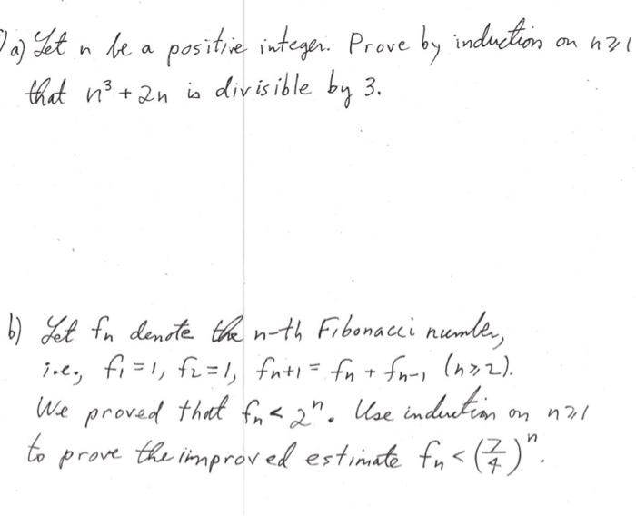 Solved a) Wet n be a positive integer. Prove by induction on | Chegg.com