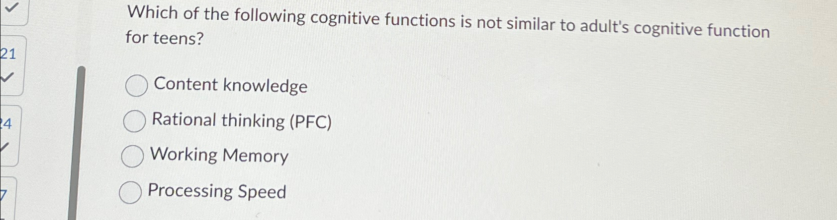 Solved Which of the following cognitive functions is not | Chegg.com