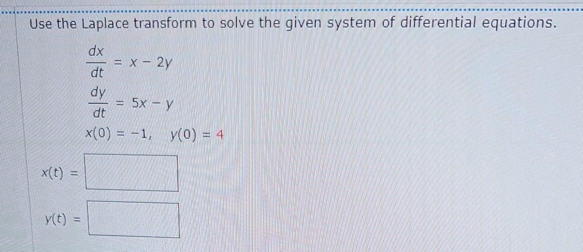 Solved Use the Laplace transform to solve the given system | Chegg.com