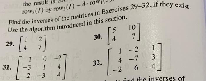 Solved Find the inverses of the matrices in Exercises 1-4. 8 | Chegg.com