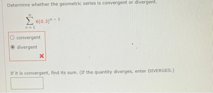 Solved Determine whether the geometric series is convergent | Chegg.com