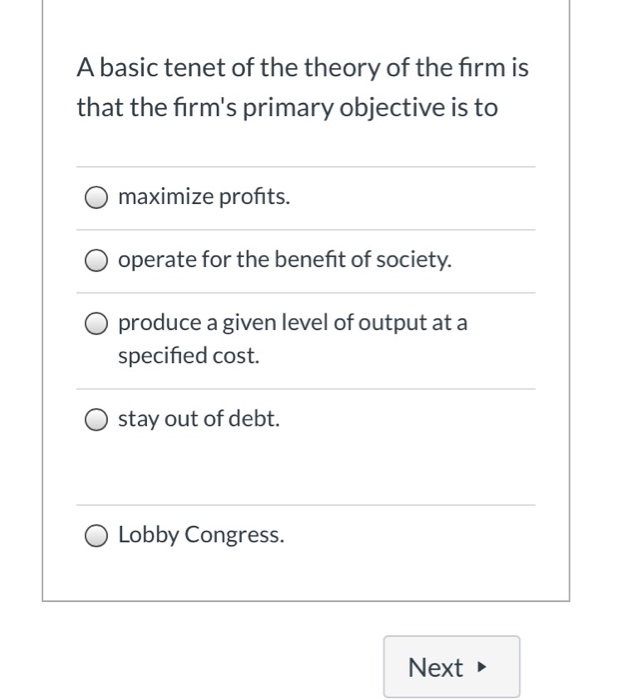 Solved A basic tenet of the theory of the firm is that the | Chegg.com