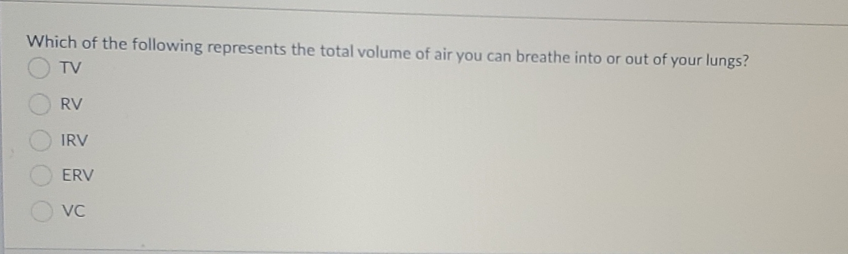 Solved Which of the following represents the total volume of | Chegg.com