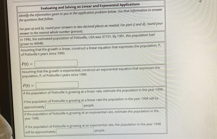Solved Evaluating and Solving an Linear and Exponential | Chegg.com