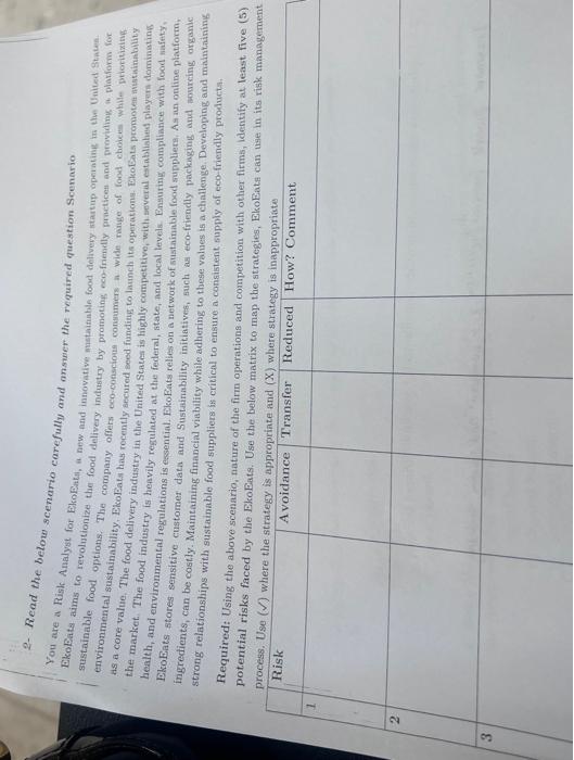 Solved 2. Read the below scenario carefully and answer the | Chegg.com